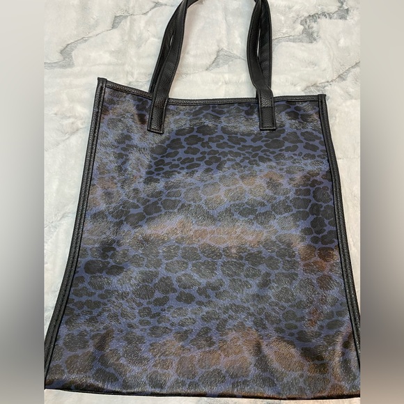 Bags | Leopard Print Pvc Tote Bag Navy And Black Thick And Sturdy ...
